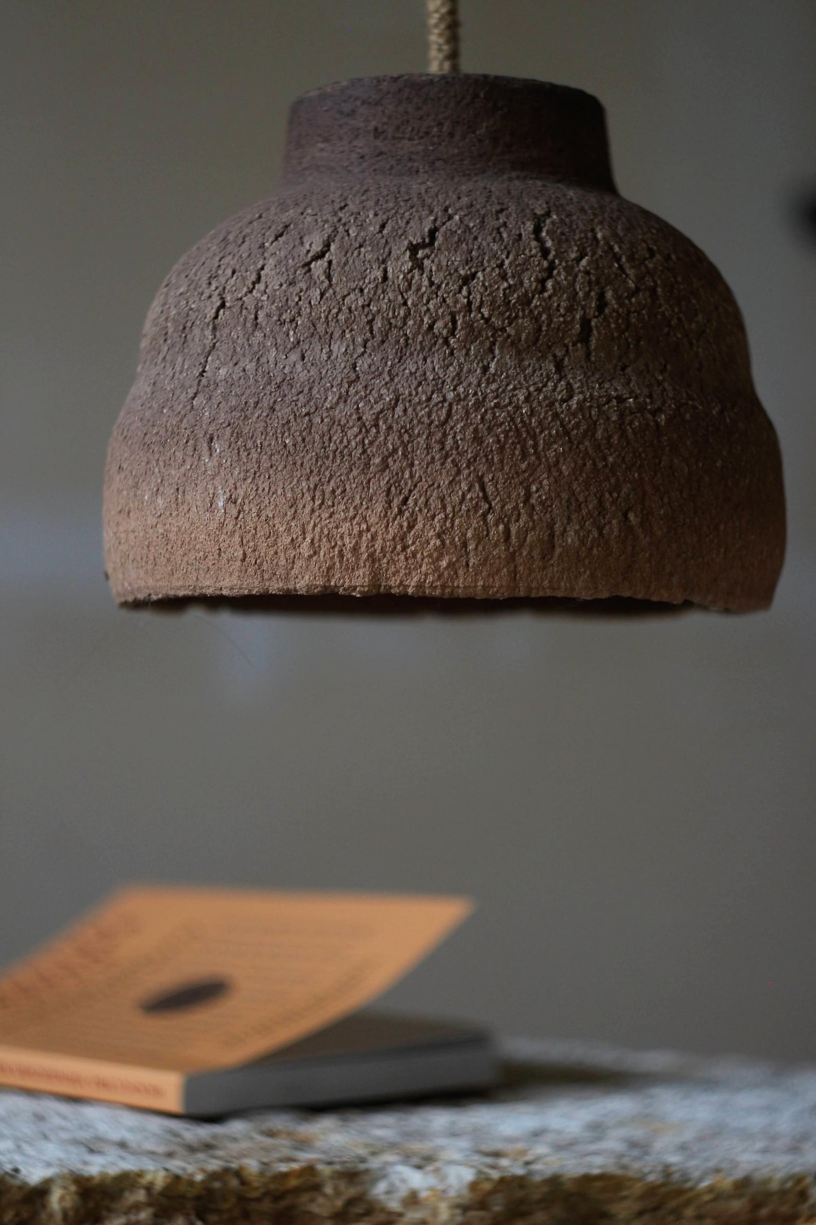 Natural Brown Clay Pendant Light, Handmade Rustic Pottery Ceiling Lamp ...