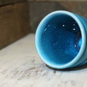 Ceramic Cup Handless Pottery Mug Blue Pottery Handmade Ceramic Tea Mug ...