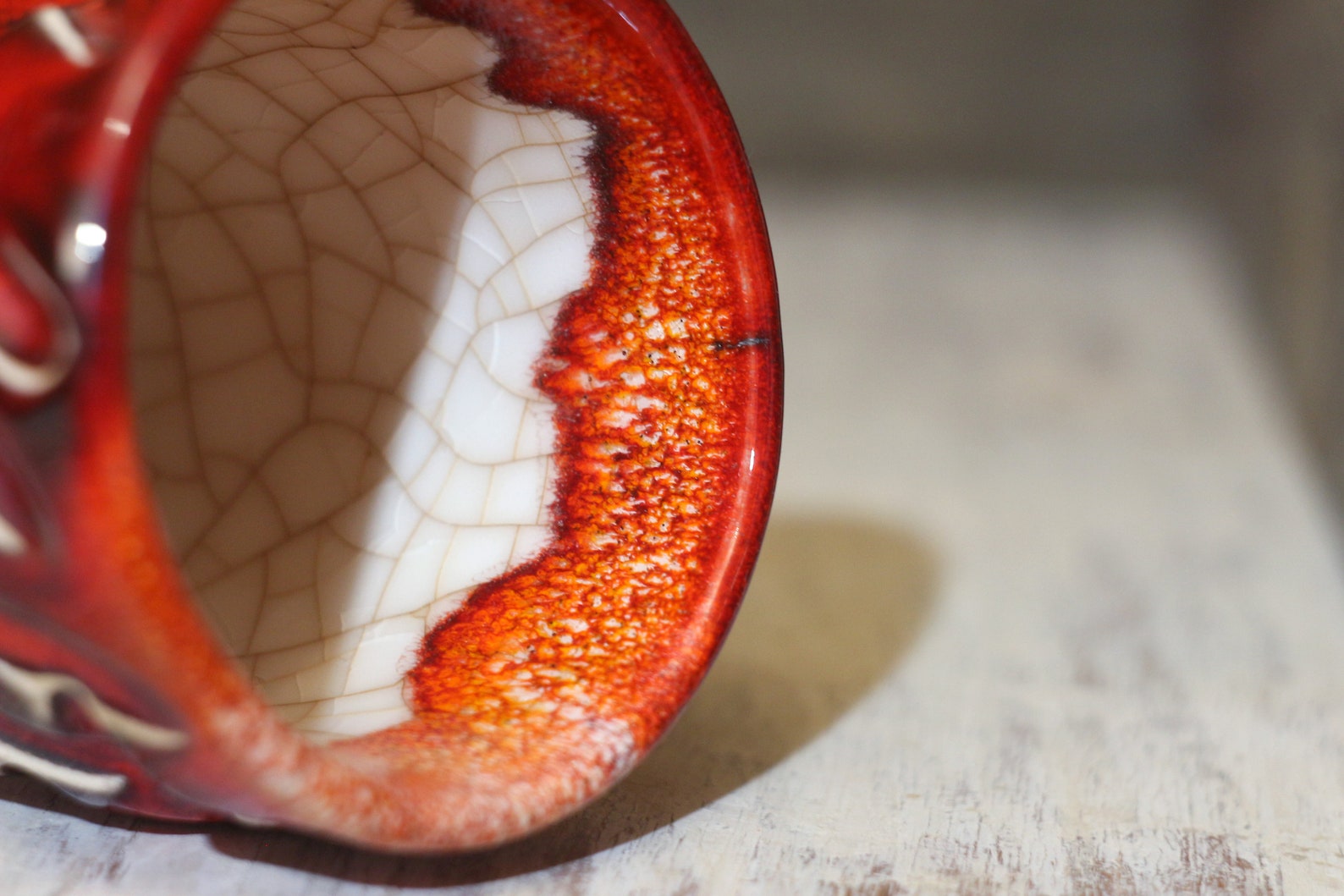 Ceramic cup Handless pottery mug Red white pottery | Etsy