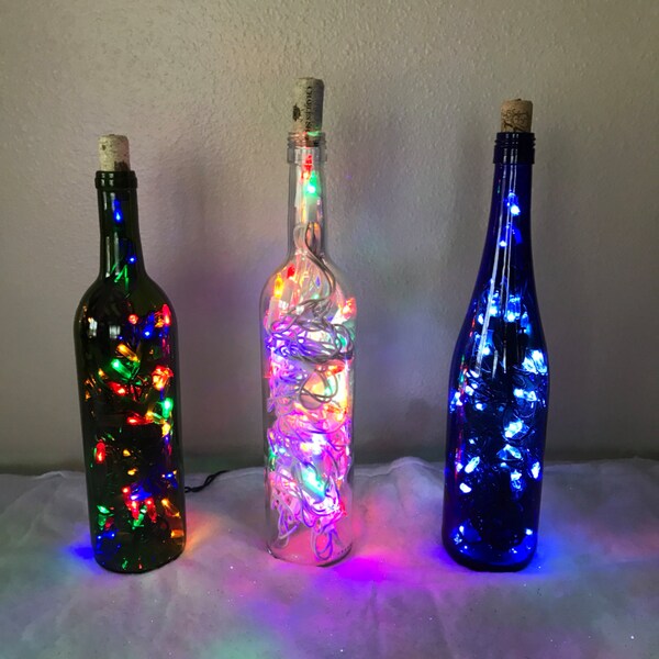 Lighted Wine Bottle - Etsy