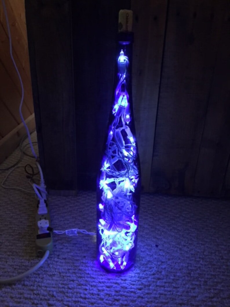 Tall Blue Lighted Wine Bottle! - Etsy