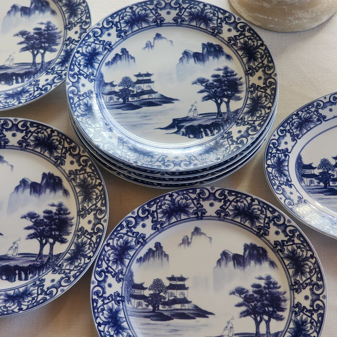 Canton Blue Vintage China Dinner Plates and Platter Set Blue - Etsy