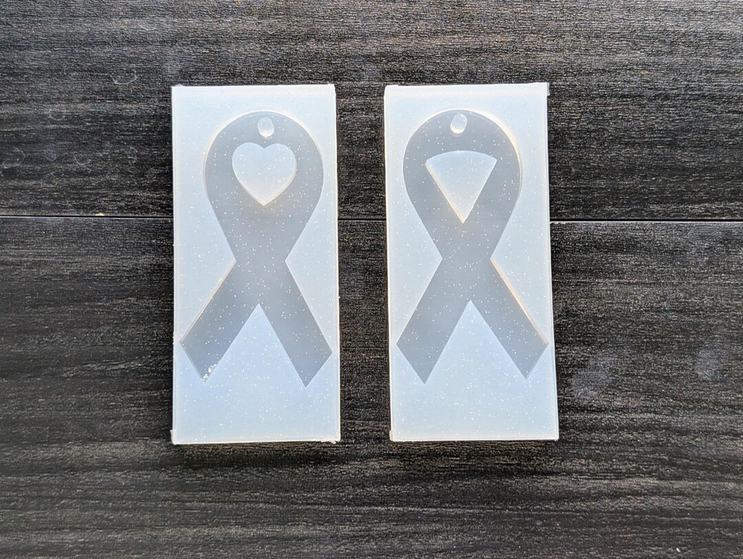 Breast Cancer Ribbon Keychain Molds Heart UV and Epoxy Resin Silicone ...