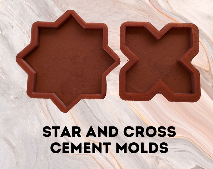 2-pack Cement Tile Cross & Star Mold. Concrete Mold, Cement Tile Mold ...