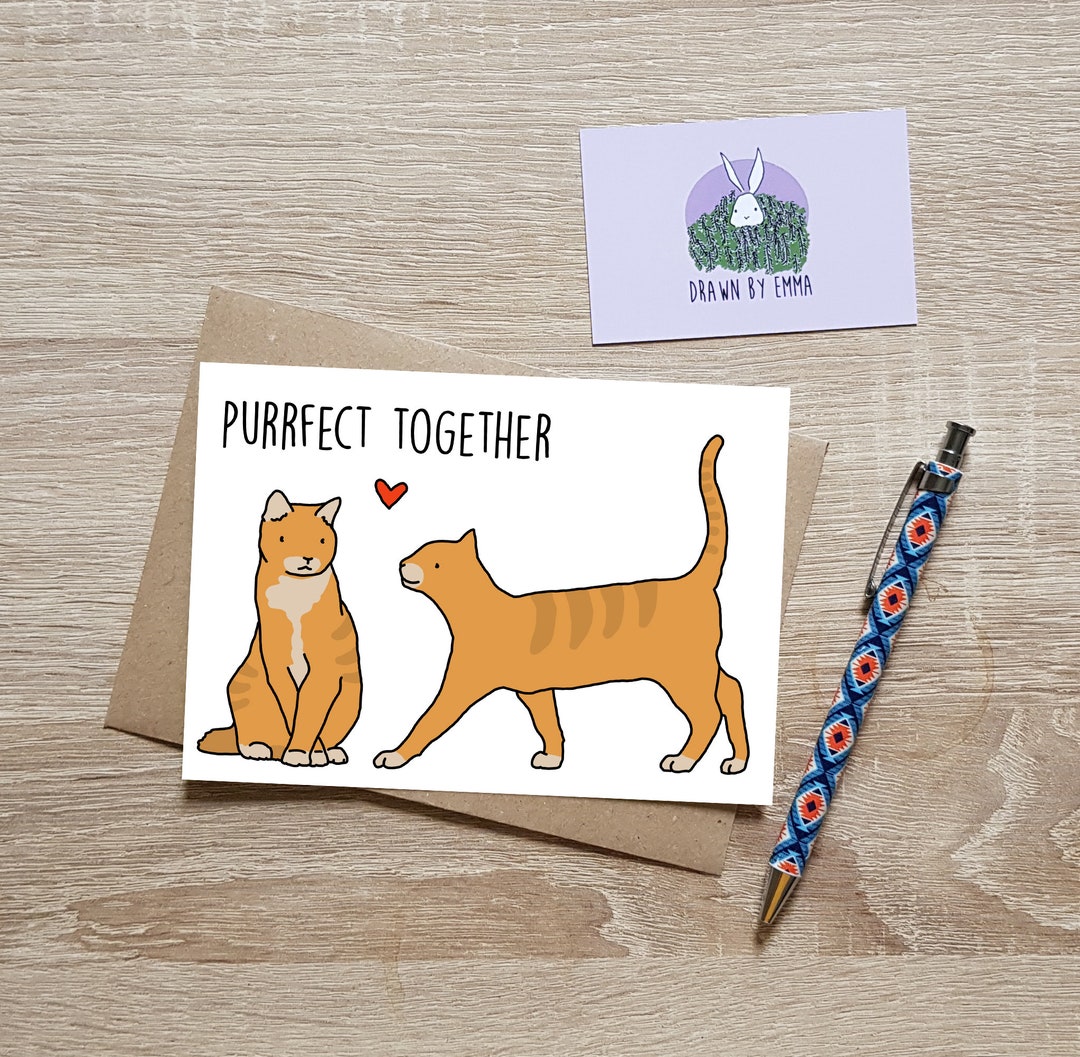 Purrfect Together Anniversary Card Valentine's Day Card Wedding Card ...