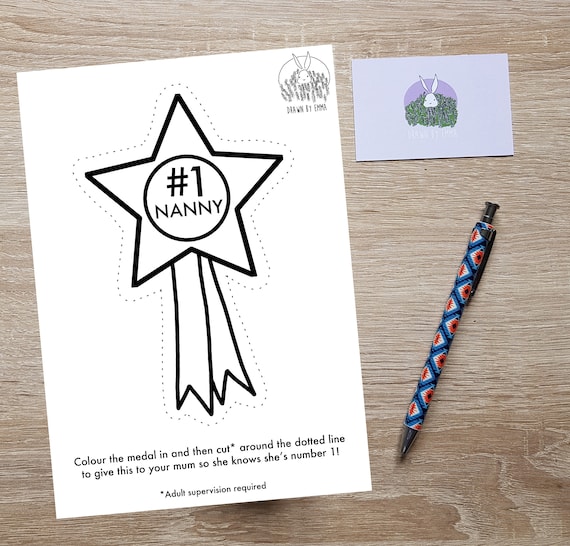 Number One Nanny Colouring in Colouring in Page | Etsy