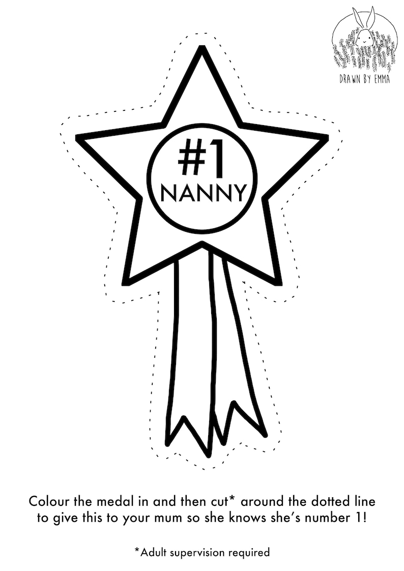 Number One Nanny - Colouring in - Colouring in Page - Mother's Day Gift ...