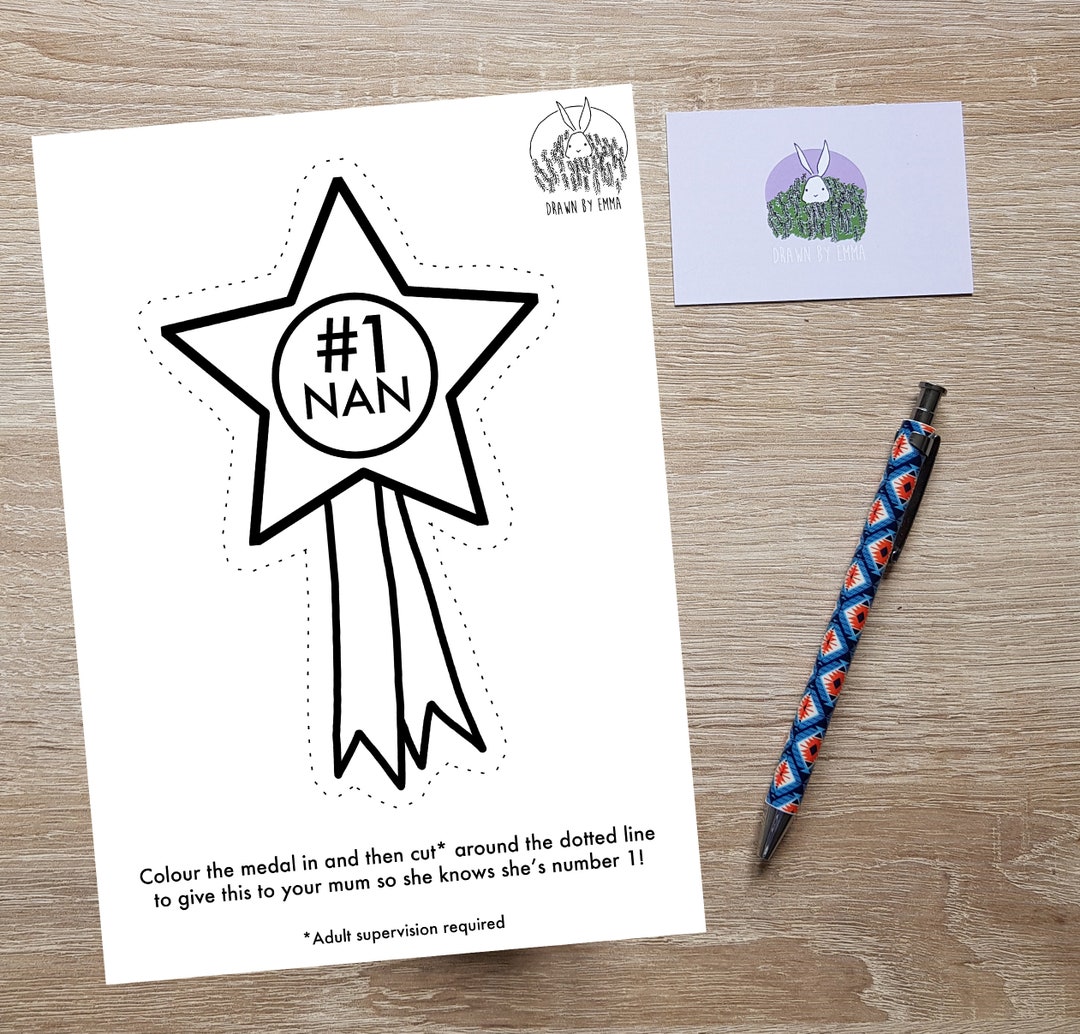 Number One Nan - Colouring in - Colouring in Page - Mother's Day Gift ...