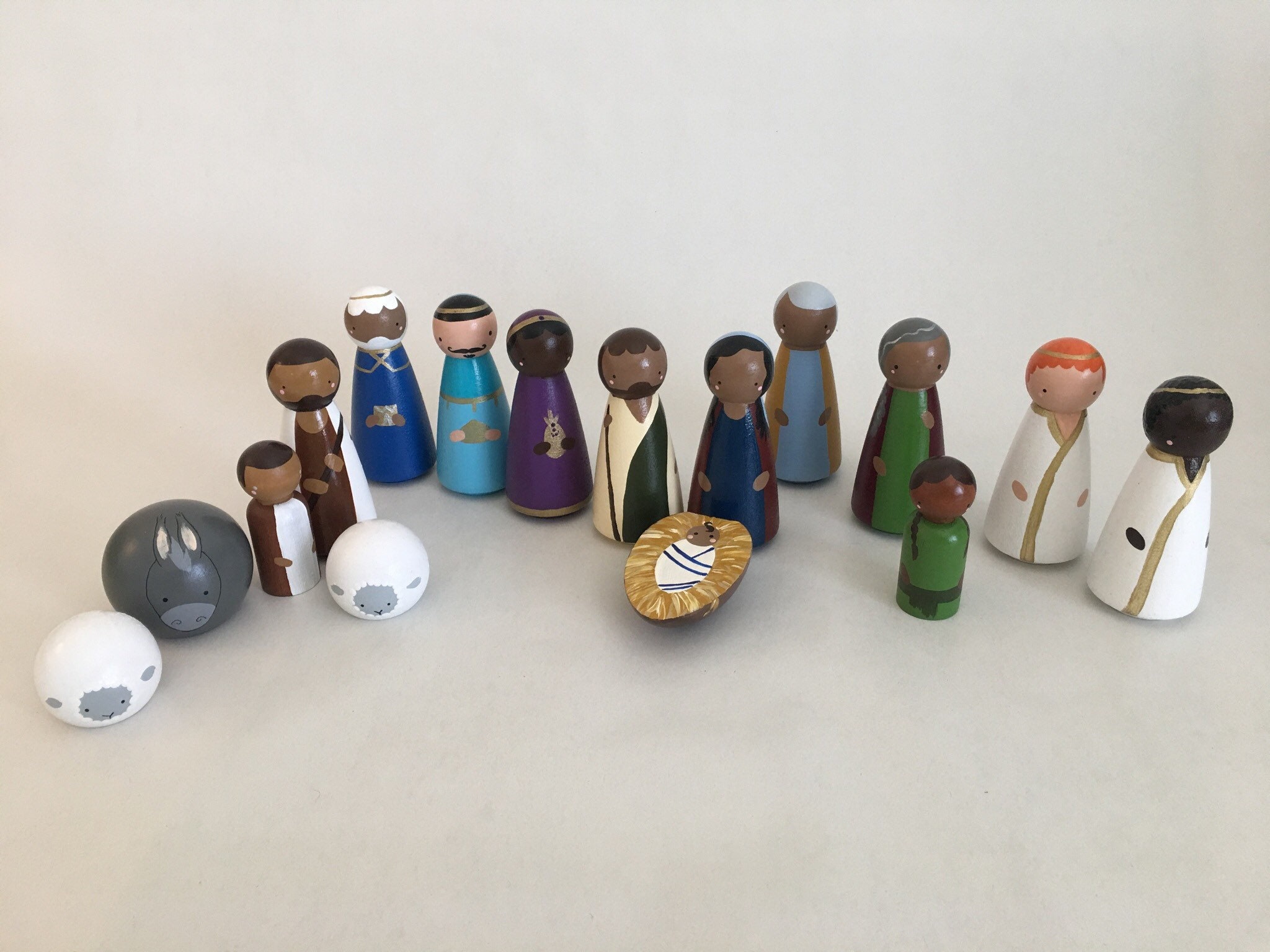 Diverse Peg Doll Nativity Set Midwife Junior Midwife and - Etsy