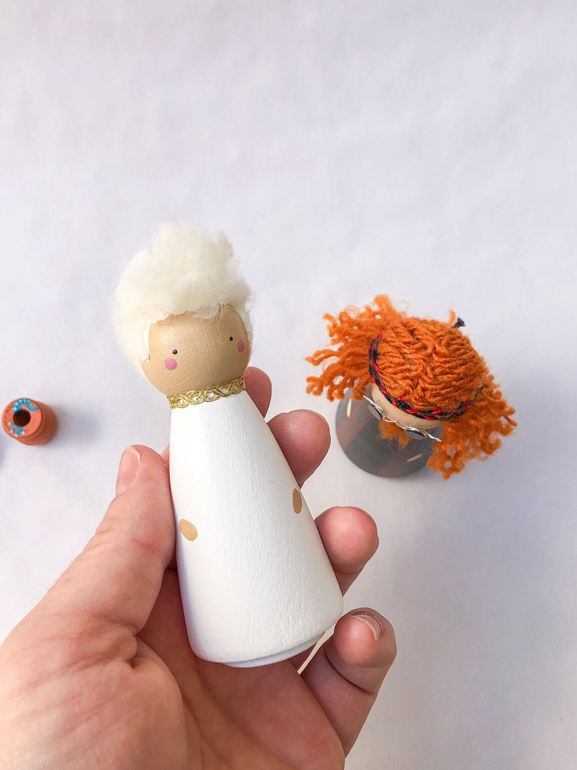 Good Omens Peg Dolls, Bildad the Shuhite and Azira-well, Crowley and ...