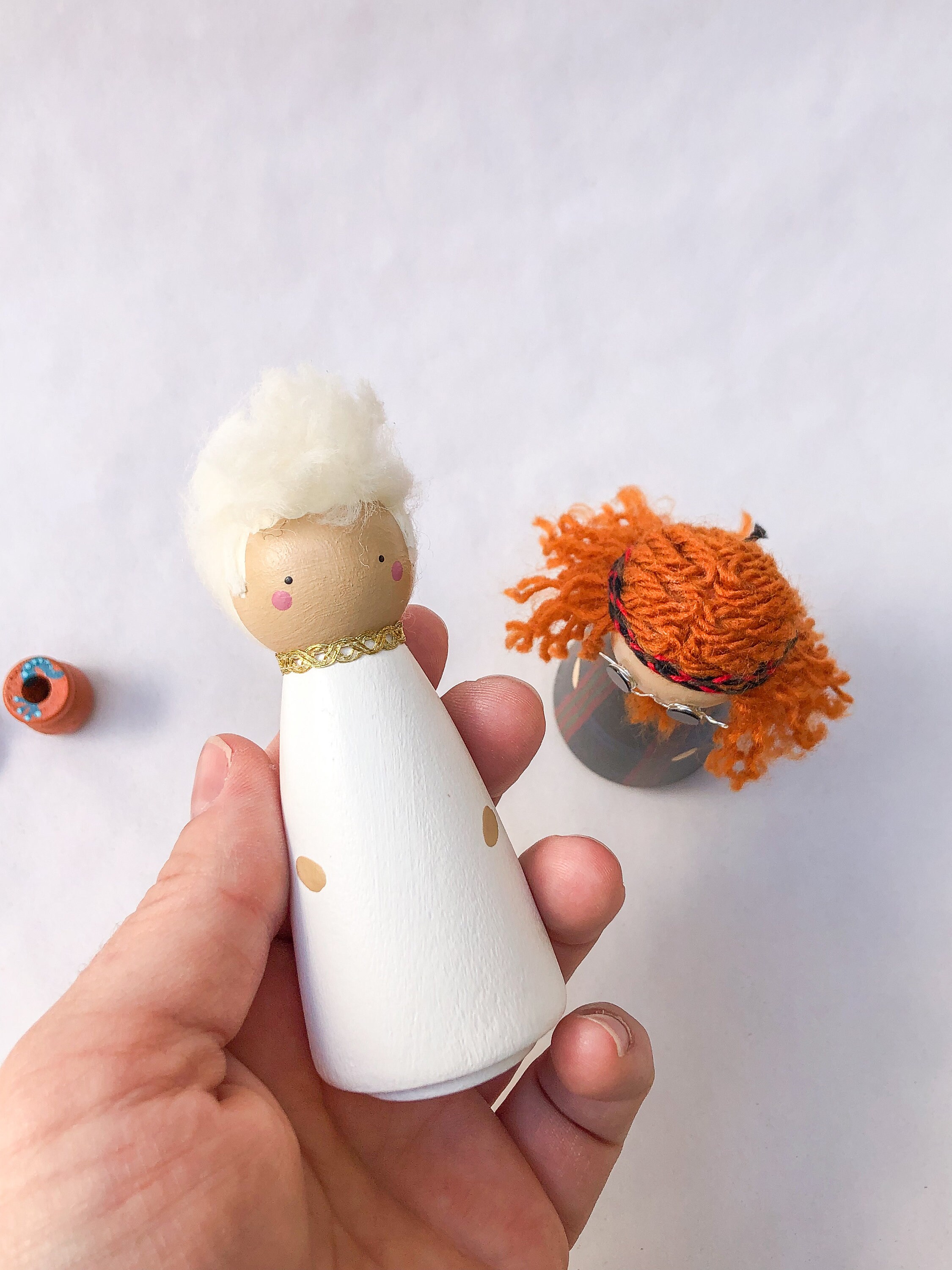 Good Omens Peg Dolls, Bildad the Shuhite and Azira-well, Crowley and ...