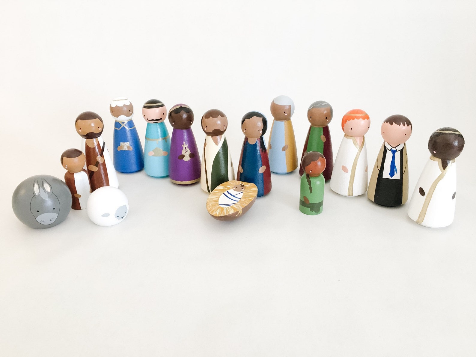 Diverse Wood Peg Doll Nativity Set: Inclusive Kid-friendly Toy - Etsy