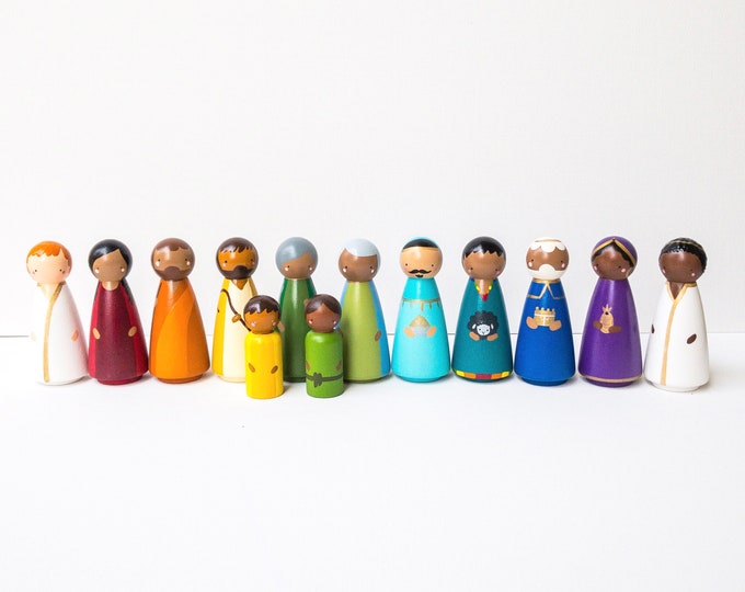 Diverse Peg Doll Nativity Rainbow Set, Brightly Colored Unique and ...