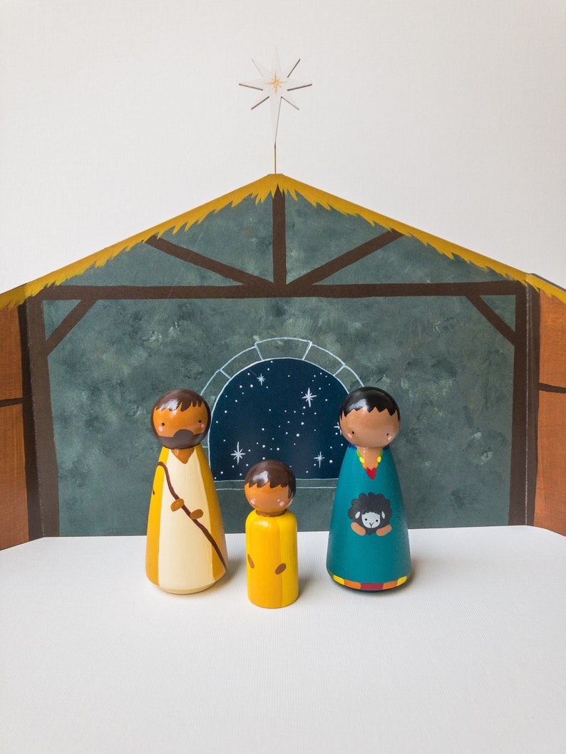 Diverse Peg Doll Nativity Rainbow Set, Brightly Colored Unique and ...