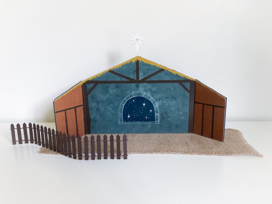 Nativity Stable Backdrop for Peg Doll Nativity Sets, Manger Scene ...
