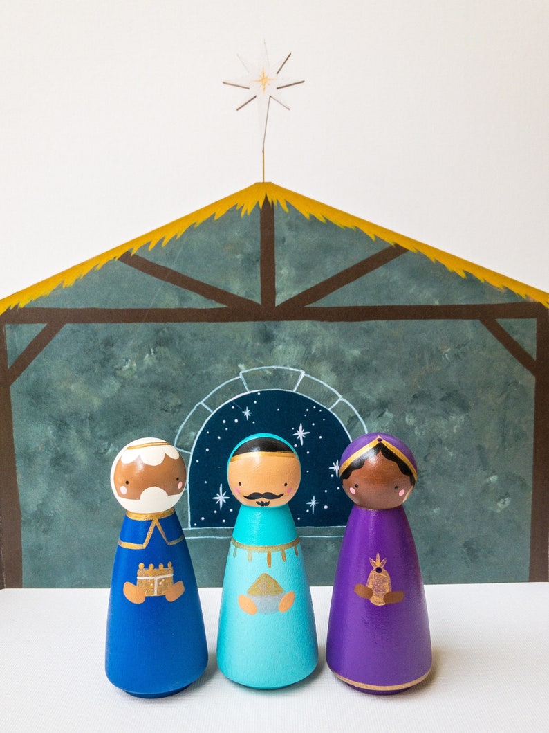 Diverse Peg Doll Nativity Rainbow Set, Brightly Colored Unique and ...