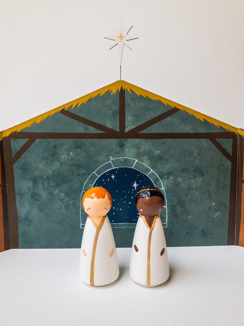 Diverse Peg Doll Nativity Rainbow Set, Brightly Colored Unique and ...