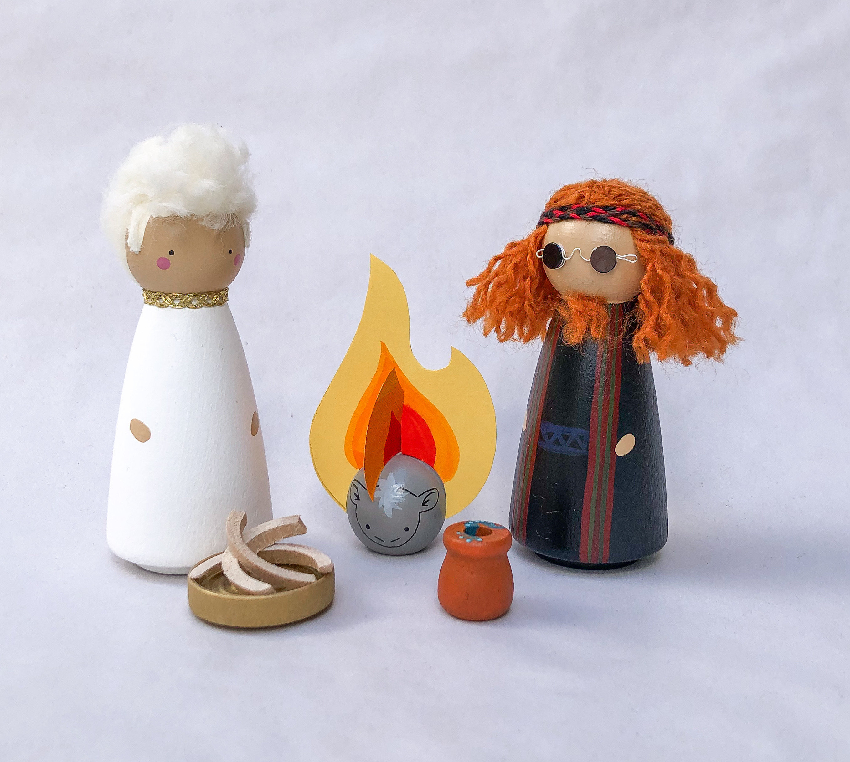Good Omens Peg Dolls, Bildad the Shuhite and Azira-well, Crowley and ...