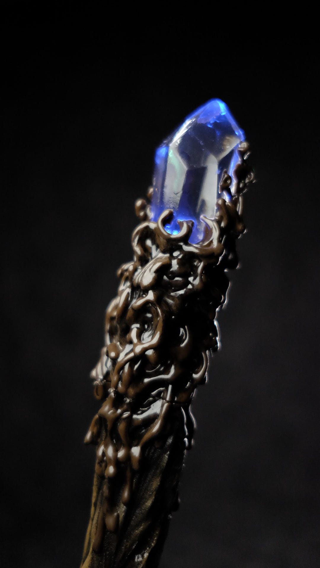 Druid Flame Staff – Handcrafted Woodgrain Staff With Flickering Blue ...