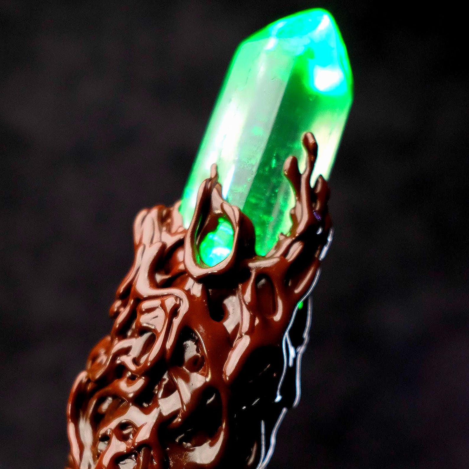 Green Flame Wizard Staff – Handcrafted LED Fantasy Staff With Crystal ...