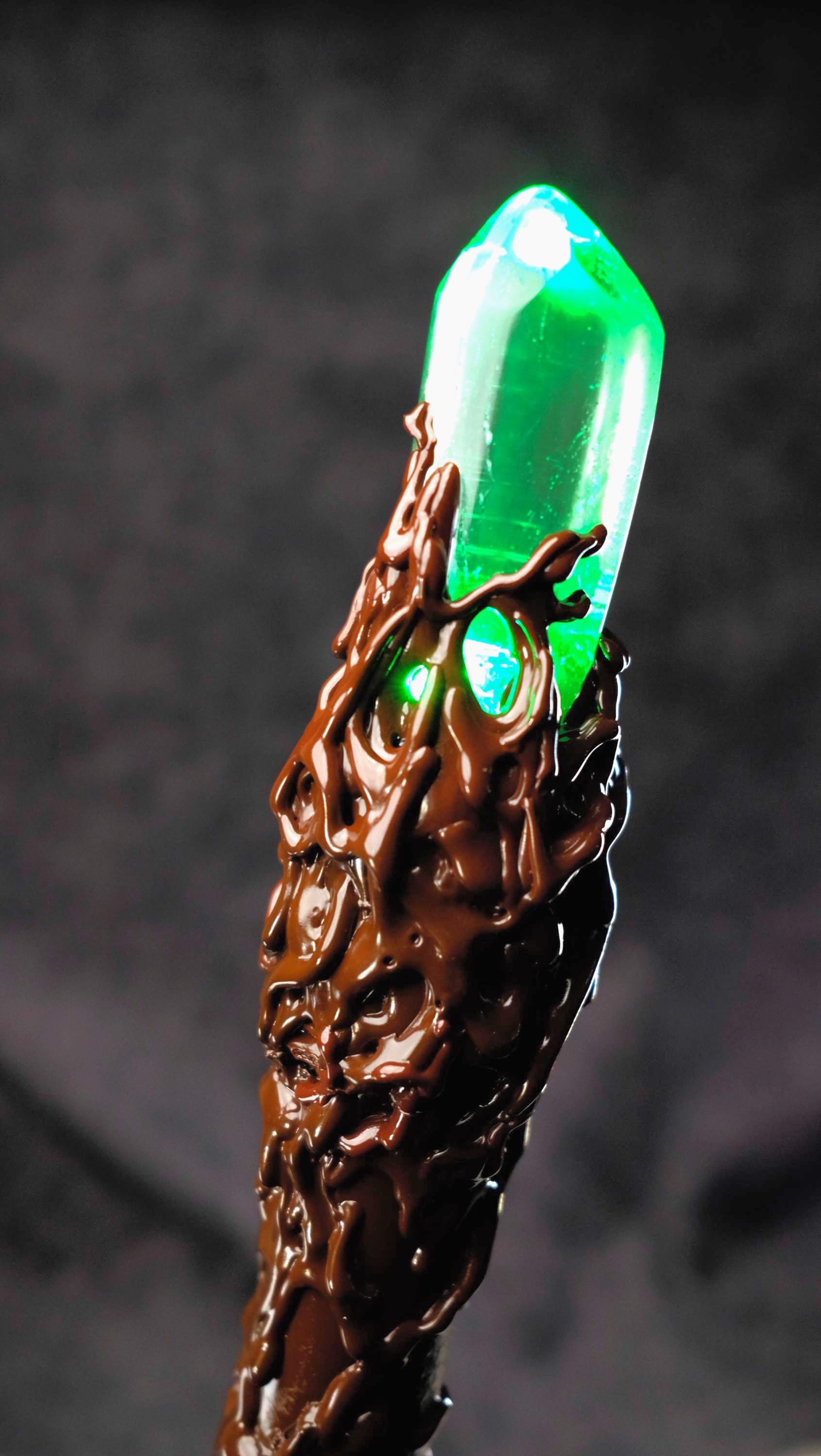 Green Flame Wizard Staff – Handcrafted LED Fantasy Staff With Crystal ...