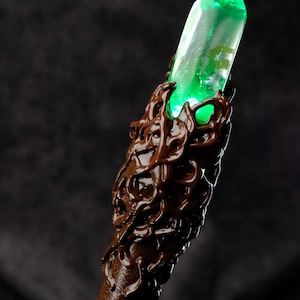 Green Flame Wizard Staff – Handcrafted LED Fantasy Staff With Crystal ...