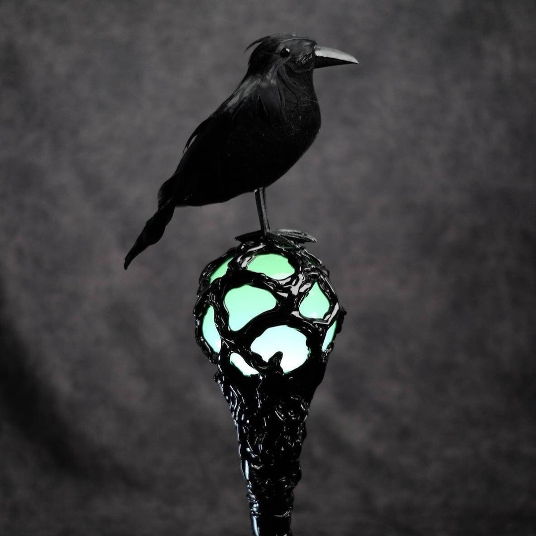 Scepter With Glow-in-the-dark Orb. UV Boosted! Magnetic Raven Mount! - Etsy