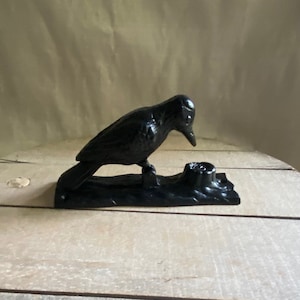 Craftsman Raven Door Knocker Black Iron - Etsy