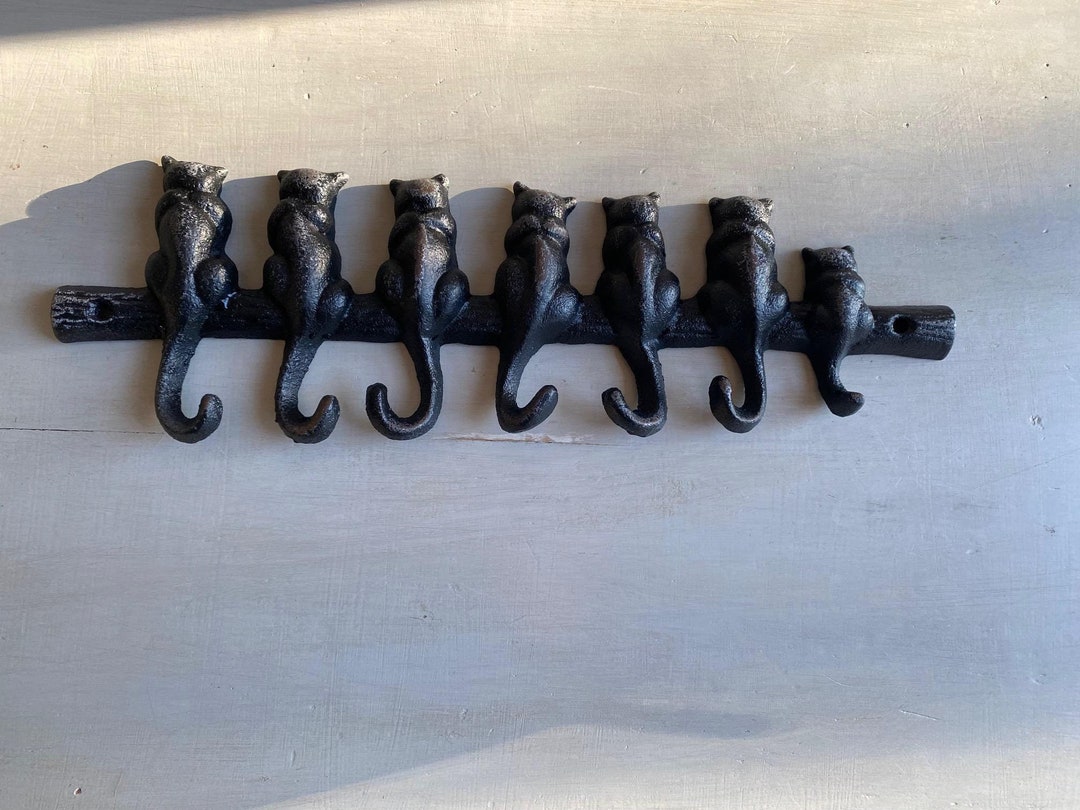 12" Cast Iron 7 Cat Key Rack - Etsy