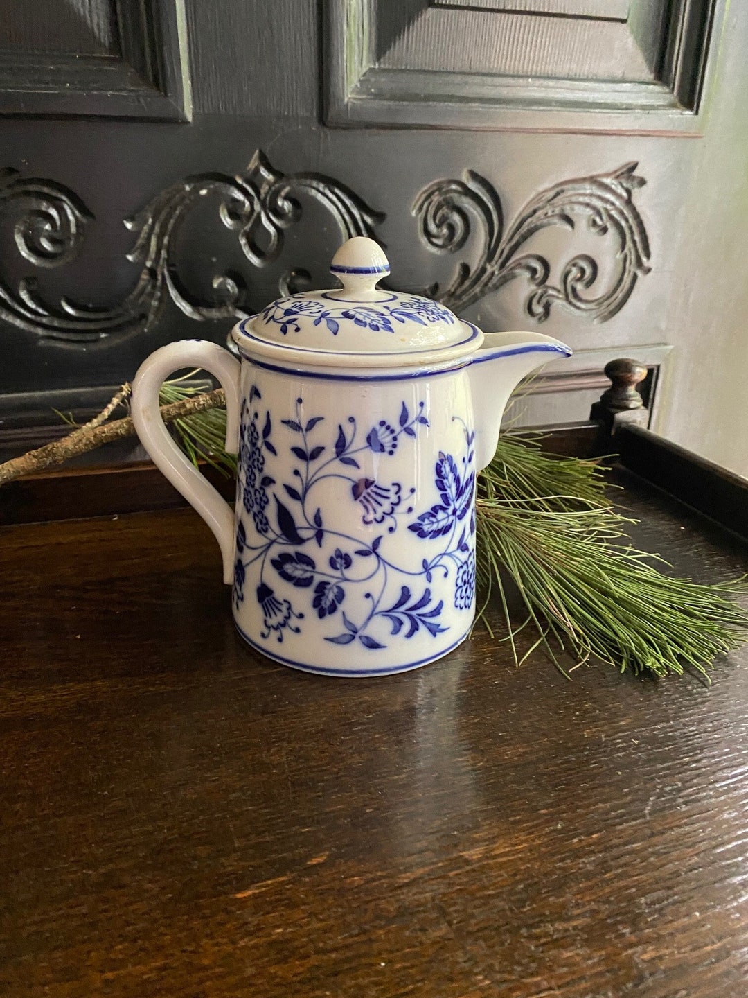 German Blue Onion Personal Coffee Pitcher - Etsy