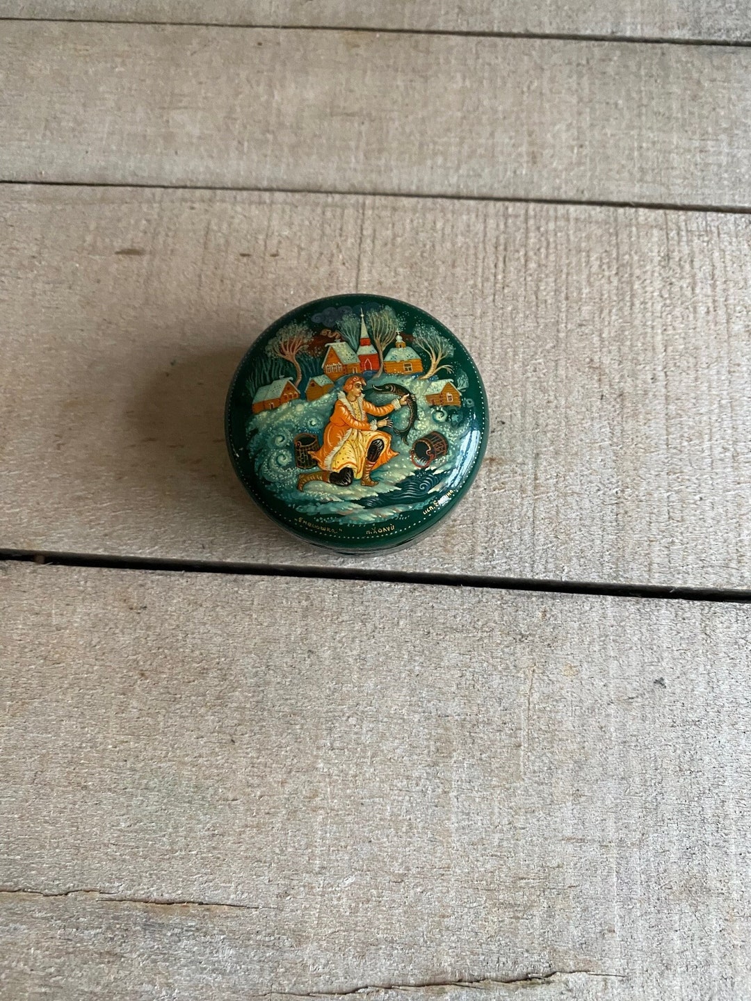Vintage Russian Lacquer Trinket Box - Etsy
