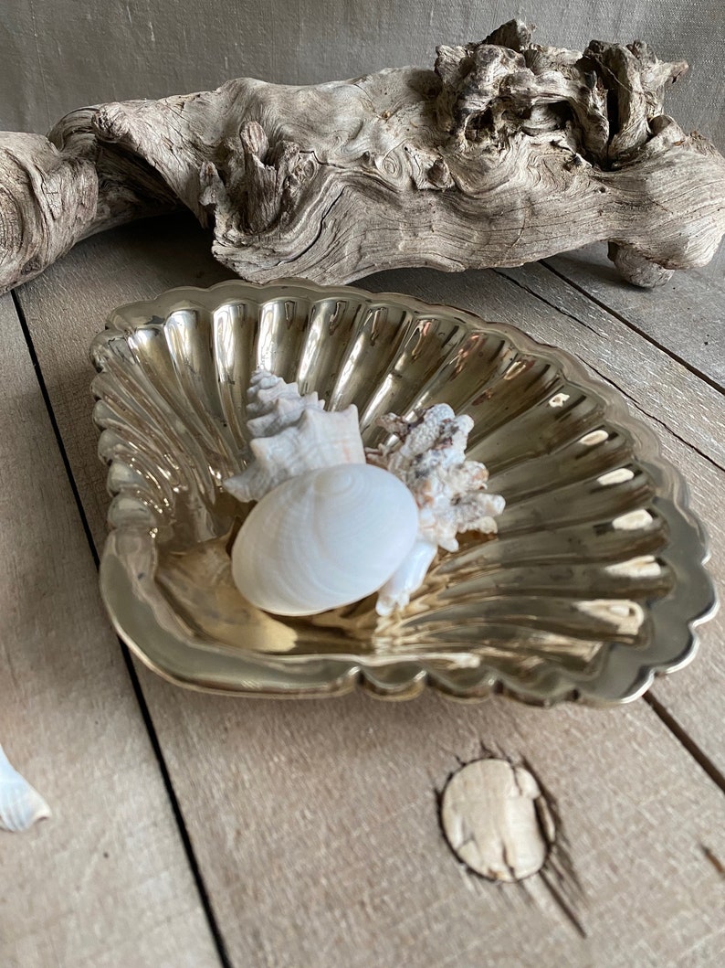 Heavy Cast Brass Shell Trinket Tray - Etsy