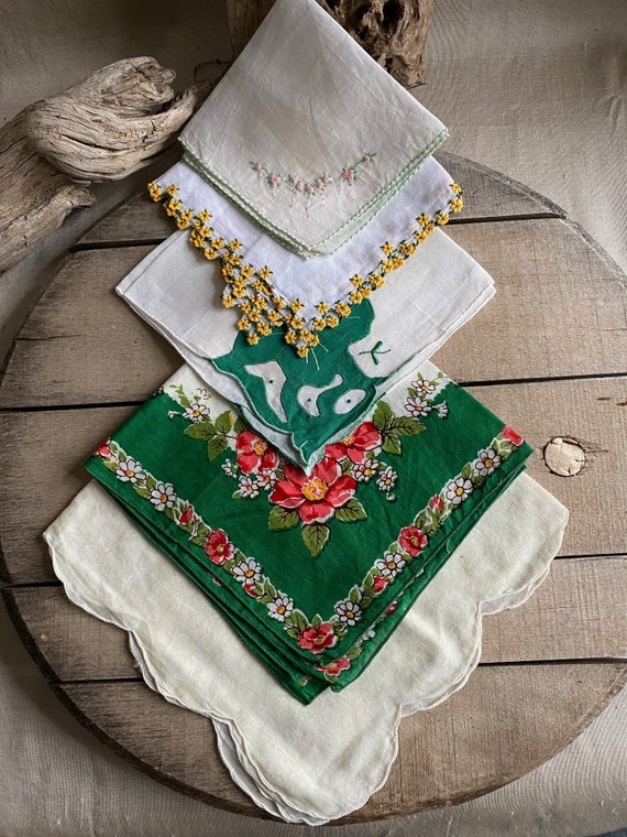 Vintage handkerchiefs - set - Gem