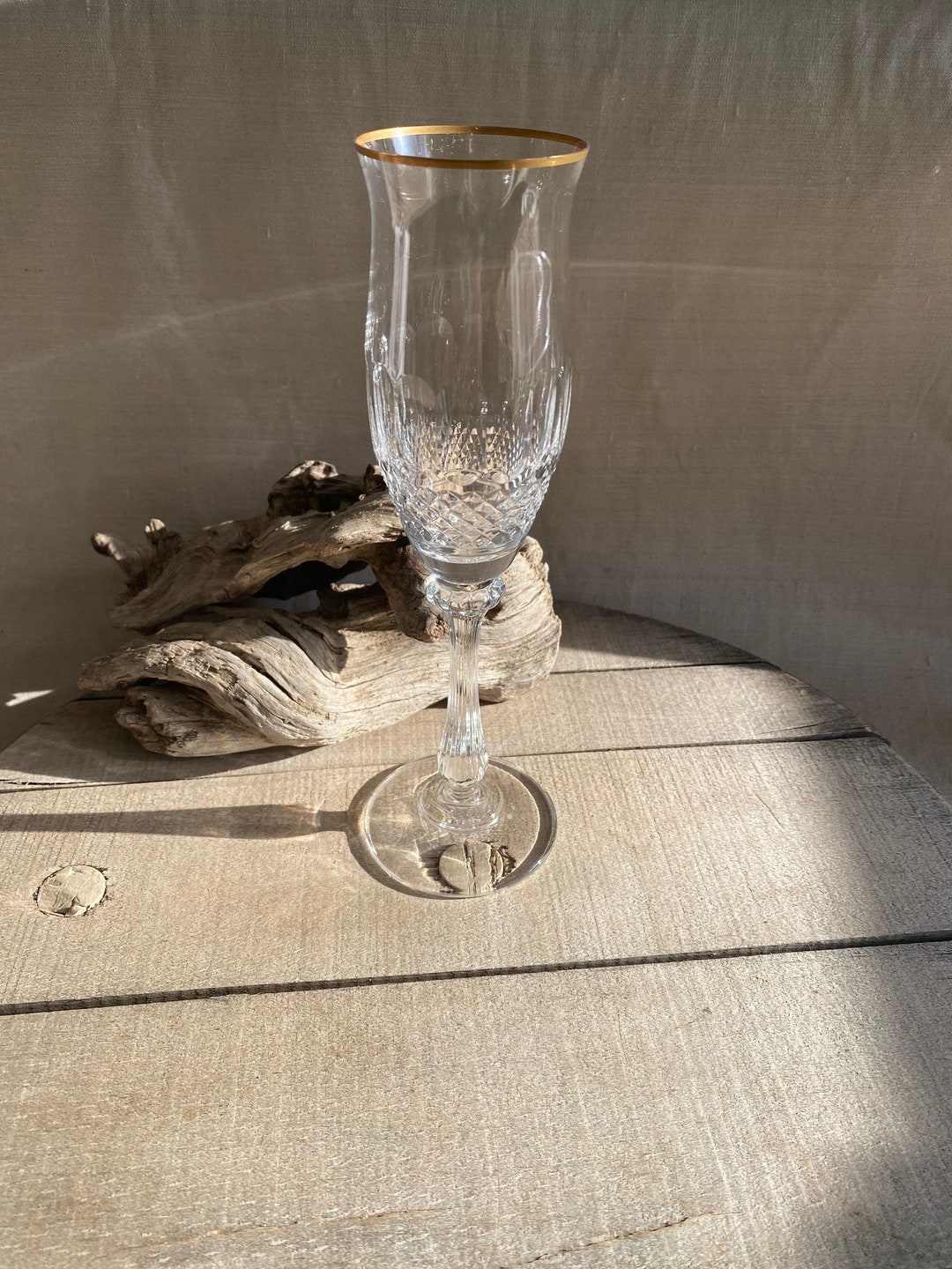 Blown Glass Gold Rim Champagne Flute - Etsy