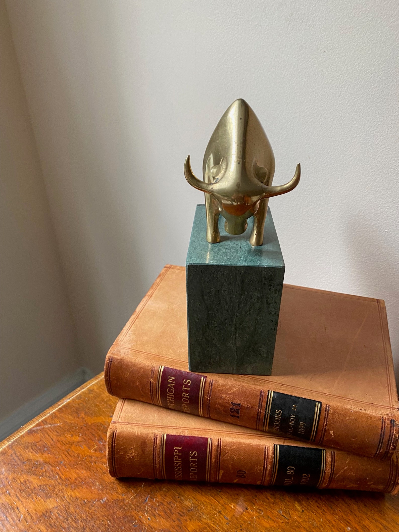 Brass Bull Bookend on Marble - Etsy