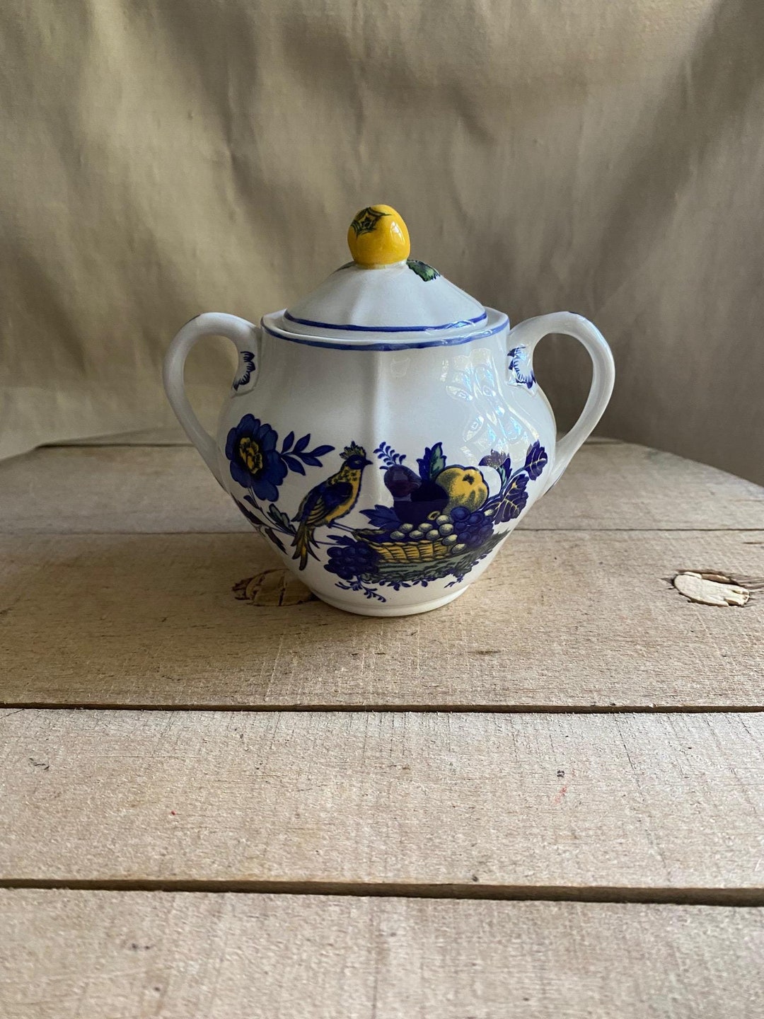 Spode Blue Bird Sugar Bowl W/ Lid - Etsy