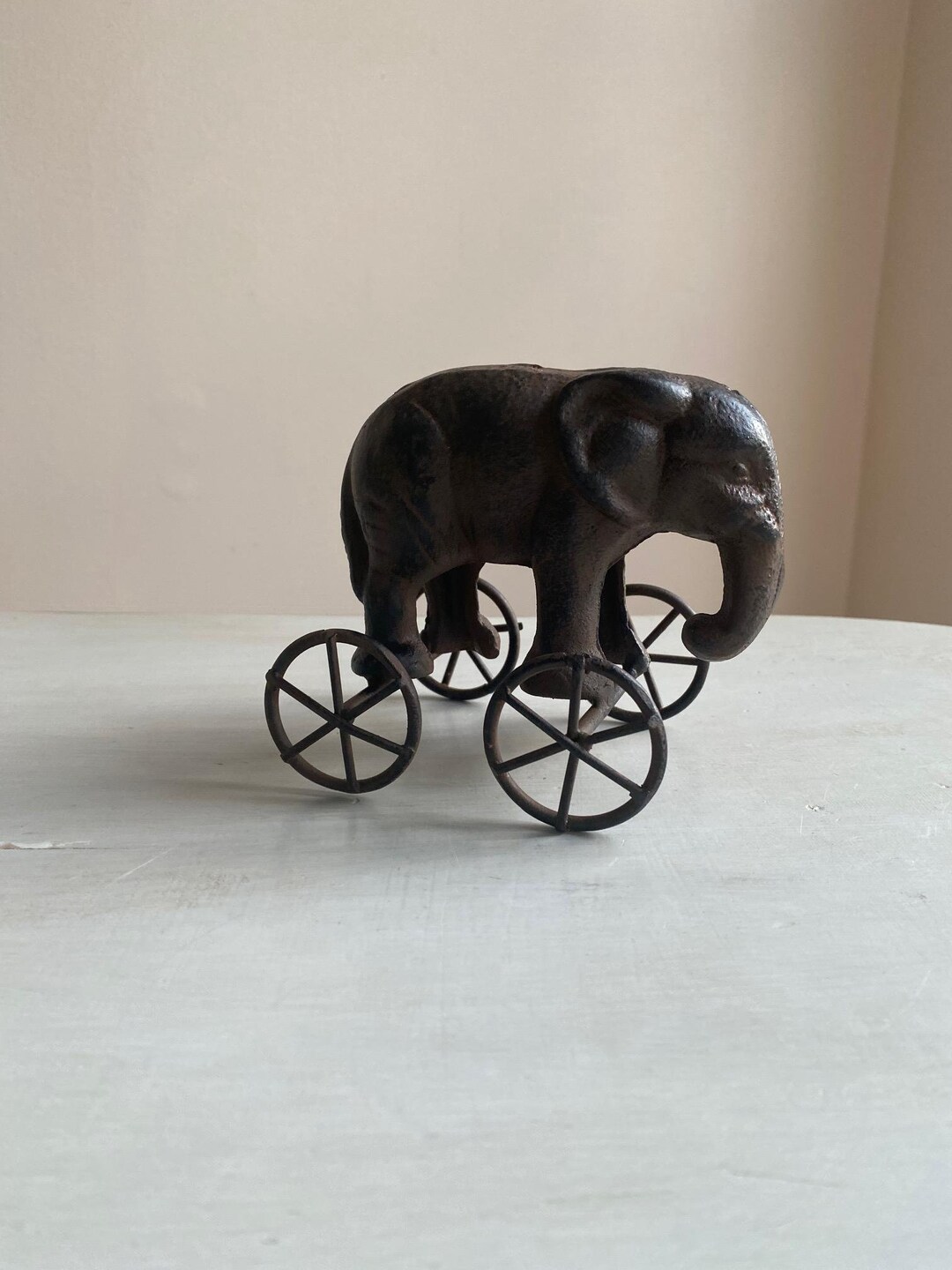 Vintage Casted Elephant on Wheels ~ - Etsy