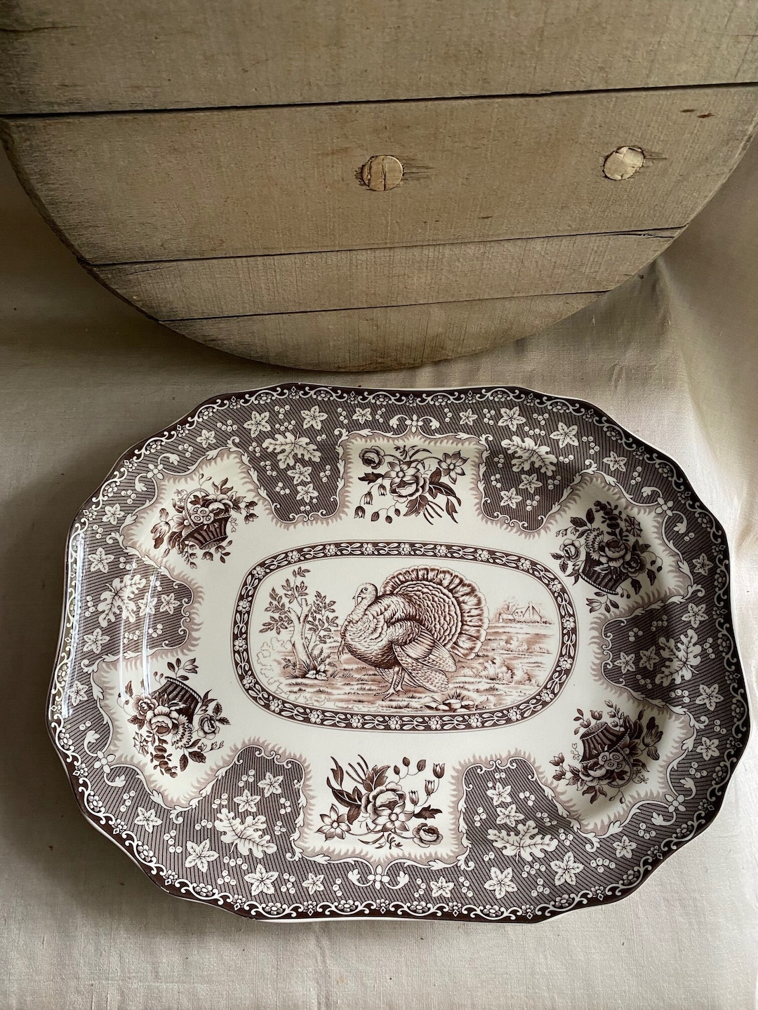 Spode Brown Turkey Serving Platter - Etsy
