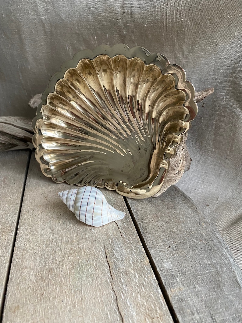 Heavy Cast Brass Shell Trinket Tray - Etsy