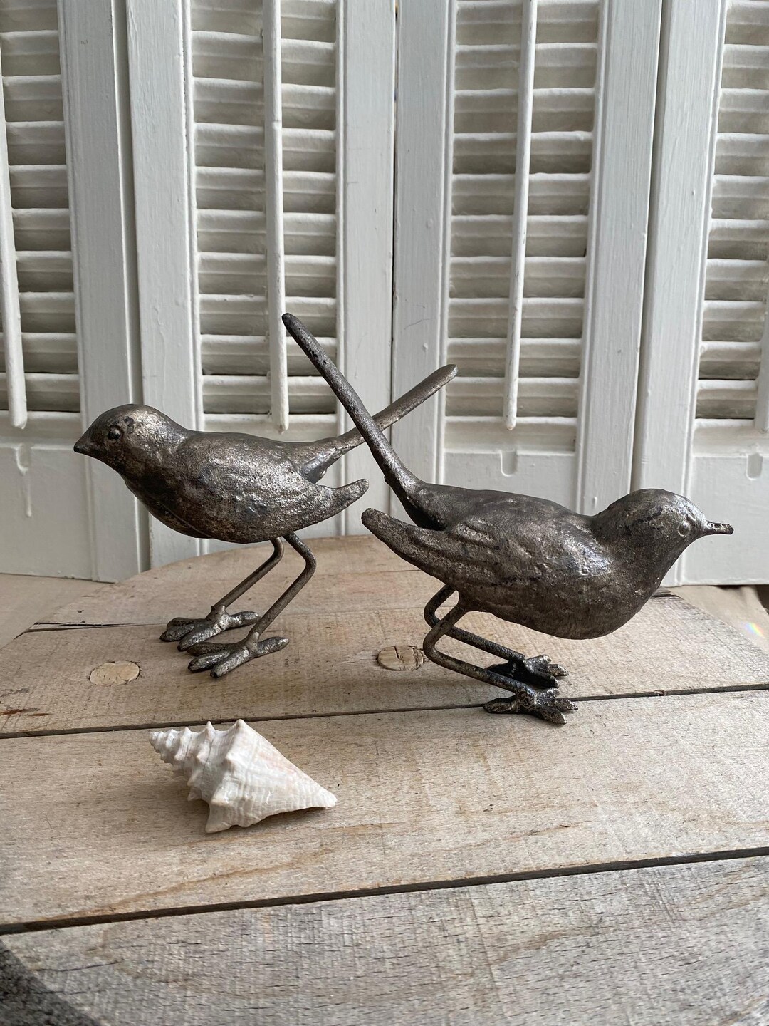 Pair ~antiqued Finished Iron Birds - Etsy