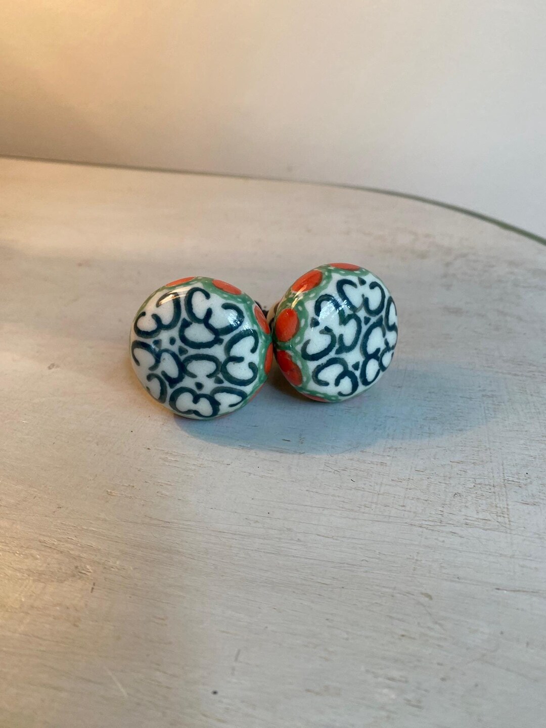 Polish Pottery Furniture/ Cabinet Knobs ( Pair) - Etsy