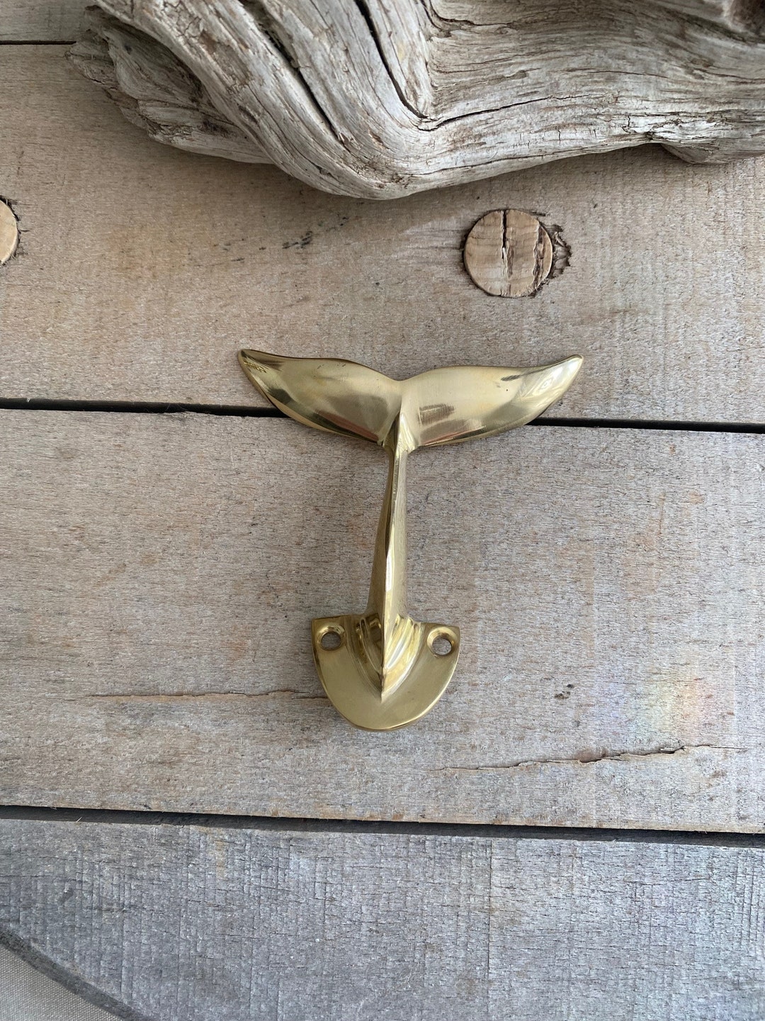 Solid Brass Whale Tail Hook - Etsy