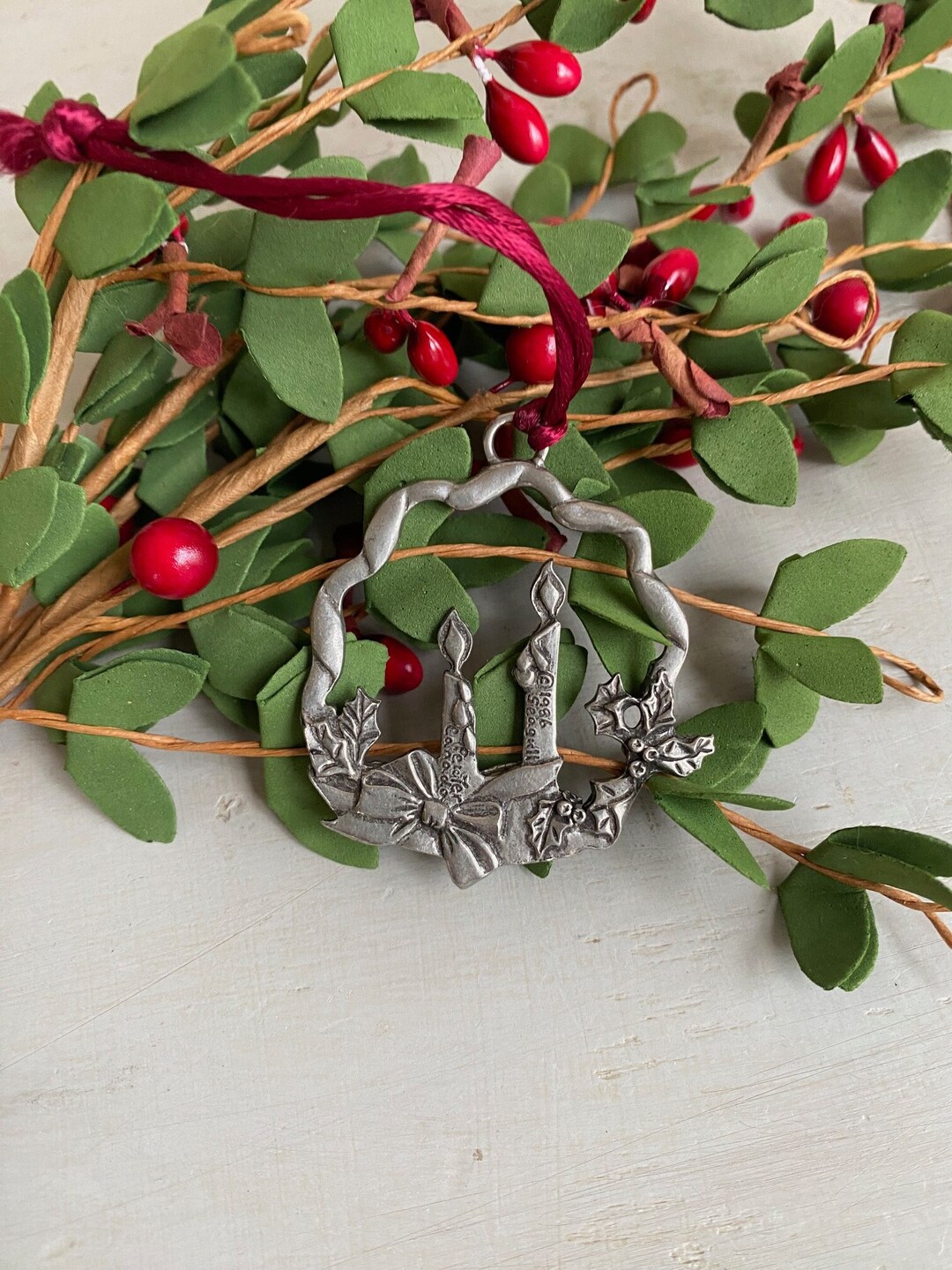 Vintage Pewter Tree Ornament - Etsy