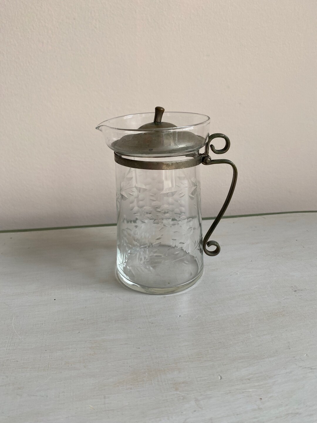Vintage Cut Glass Cream Pitcher - Etsy