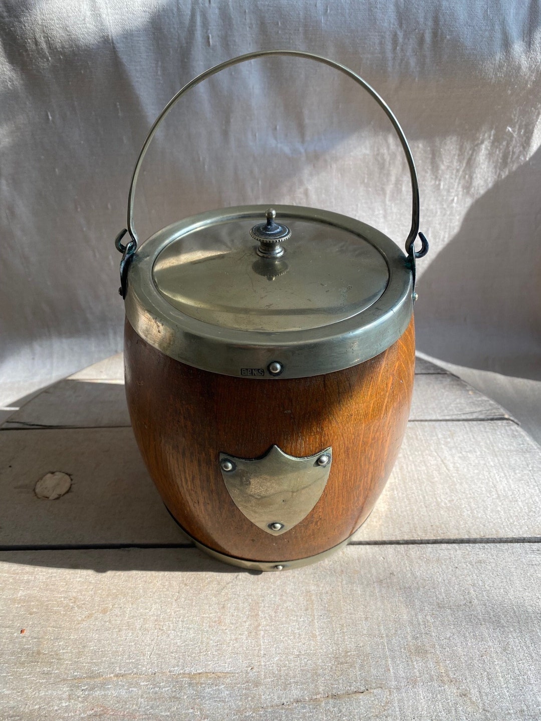 Vintage English Oak Biscuit Barrel - Etsy