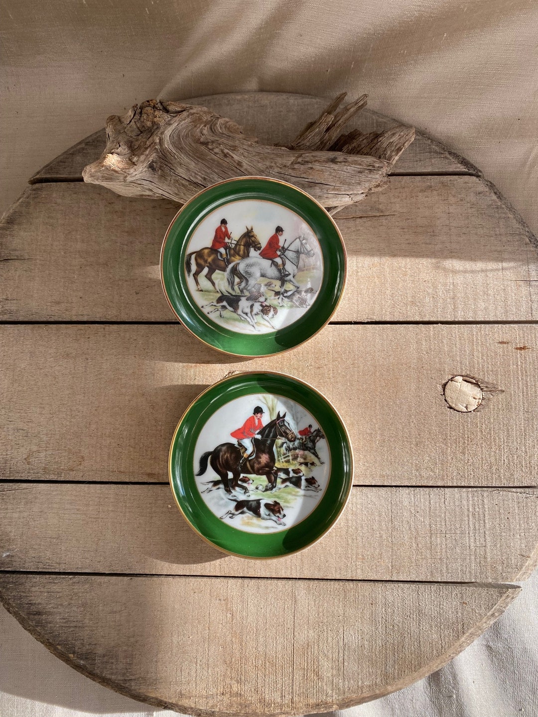 Vintage W German Hunt Scene Pin Trays ~ Pair - Etsy