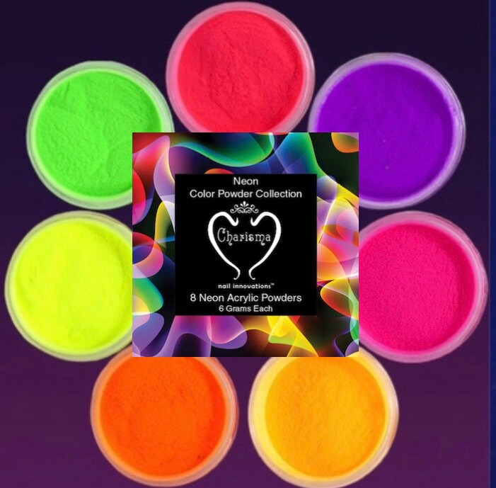 8 Piece NEON Acrylic Color Powder Kit by Charisma Nail - Etsy