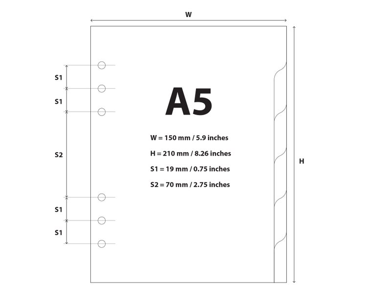 Set of 6 A5 dividers | Etsy