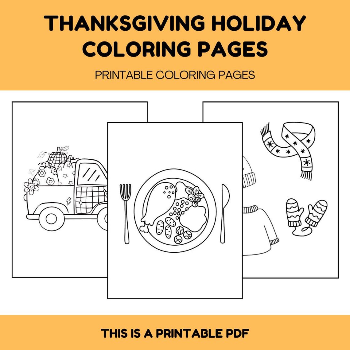 Thanksgiving Coloring Pages | Fall & Autumn Printable Sheets | Dinner ...