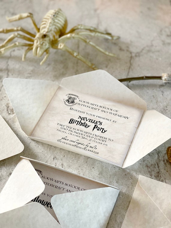 Wizard Party Invitation, Envelope & seals, Wizarding Birthday, Potter ...